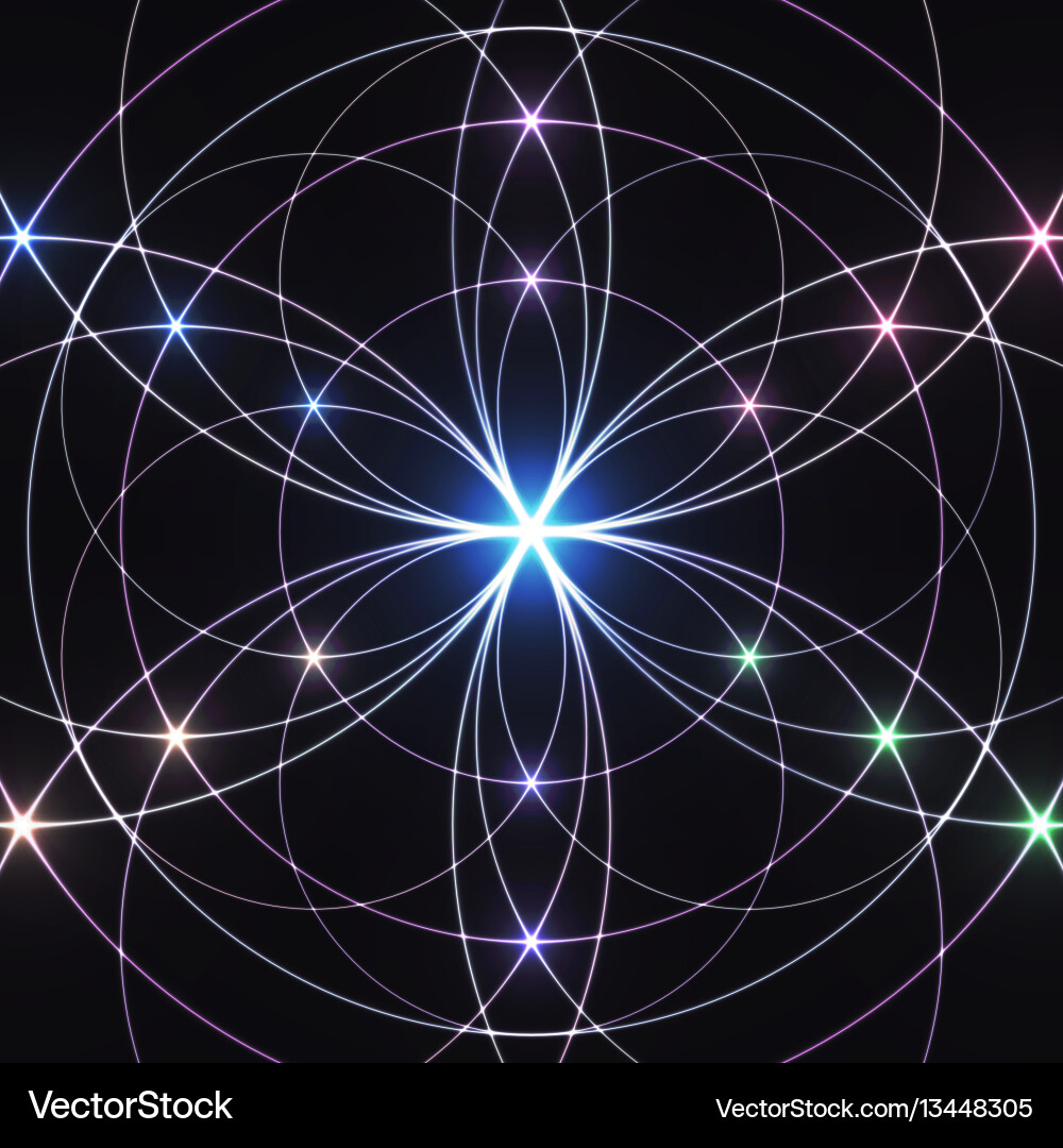 Sacred geometry glowing geometrical ornament Vector Image