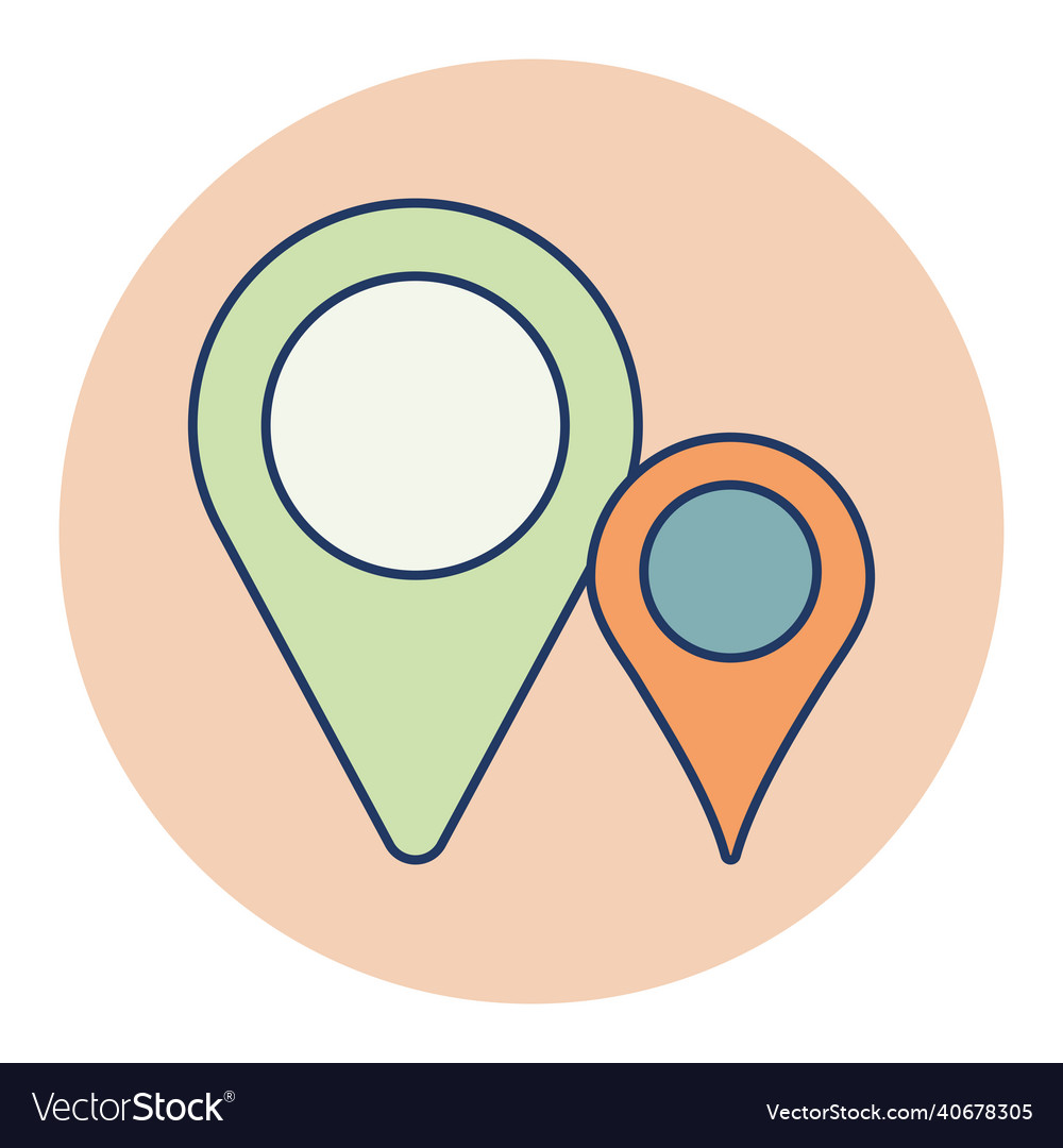 Two pin map isolated icon map pointer map Vector Image