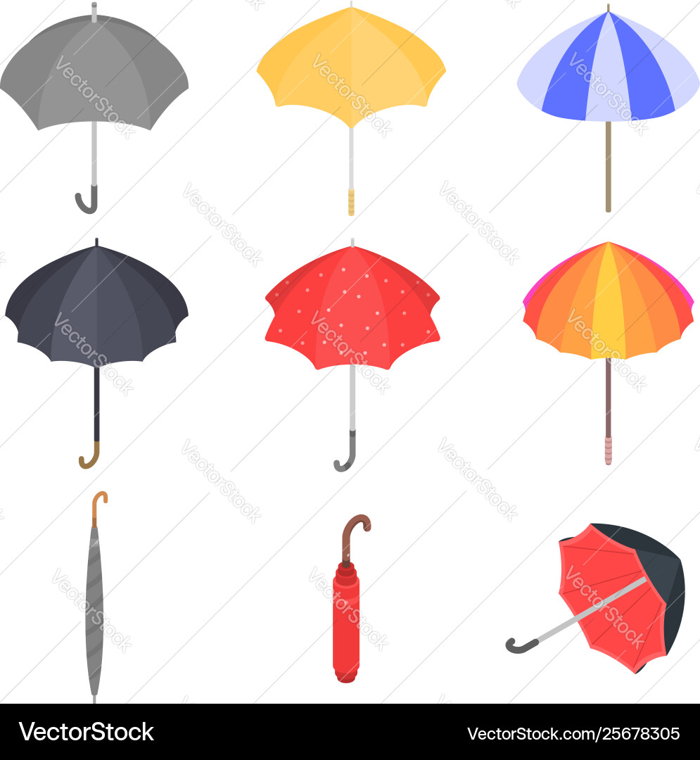 Umbrella icons set isometric style Royalty Free Vector Image