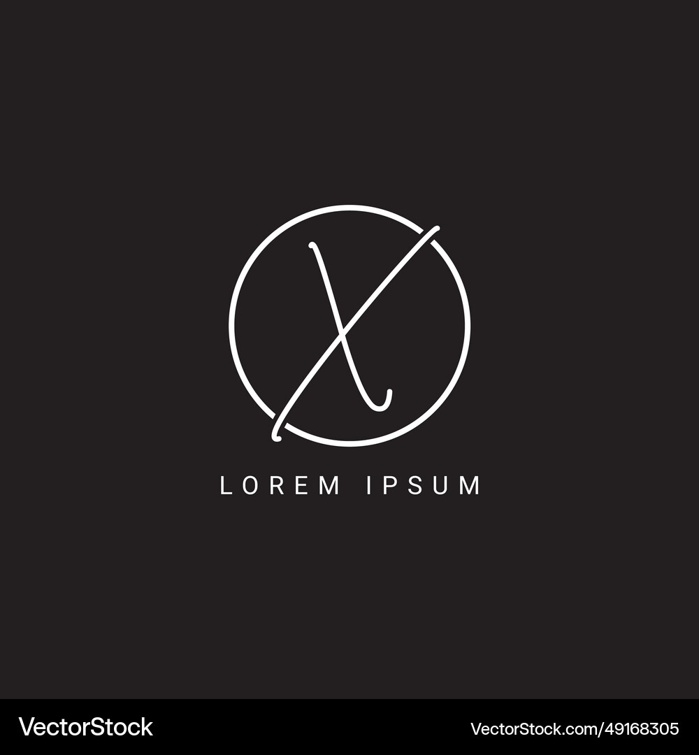 X letter hand written logo monogram with circle Vector Image