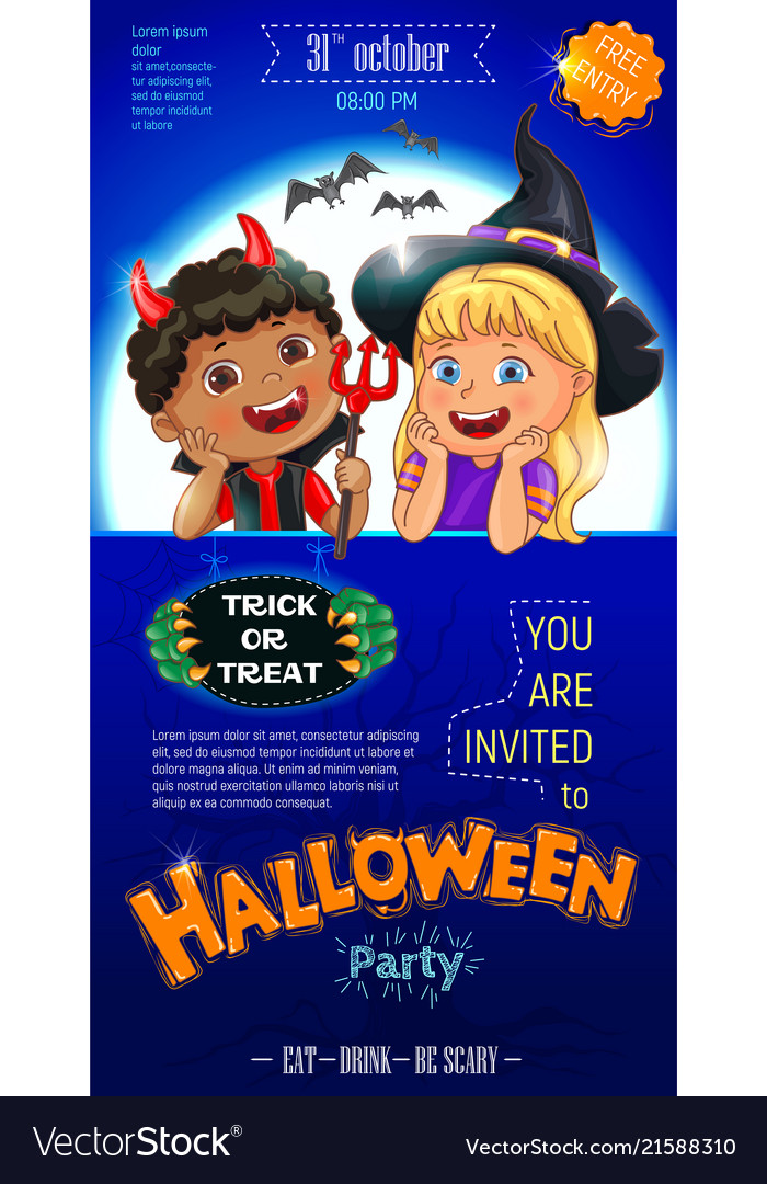 Blue halloween poster template Royalty Free Vector Image
