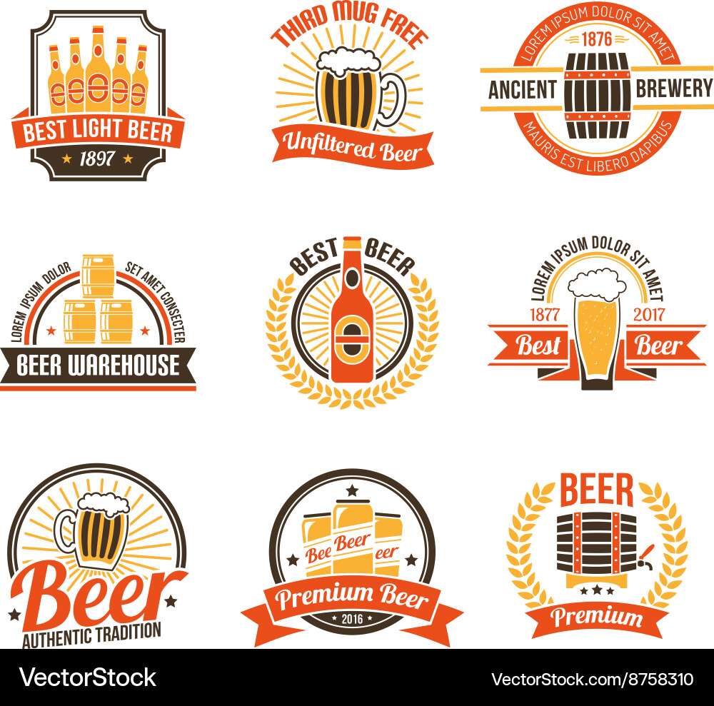 Brewery logo set Royalty Free Vector Image - VectorStock