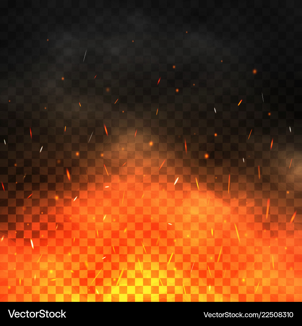 Fire sparks flying up realistic fire and smoke Vector Image