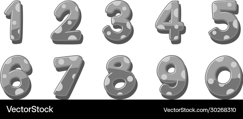 Font design for numbers one to zero on white Vector Image