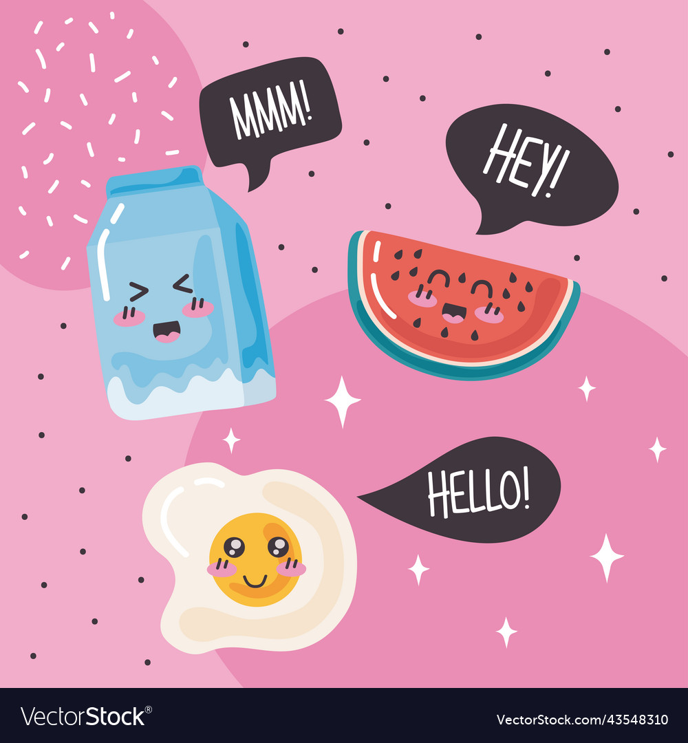 Kawaii food lettering card Royalty Free Vector Image