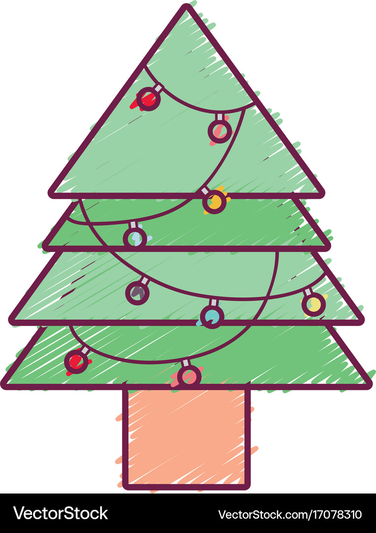 Nice pine tree with lights decoration design Vector Image
