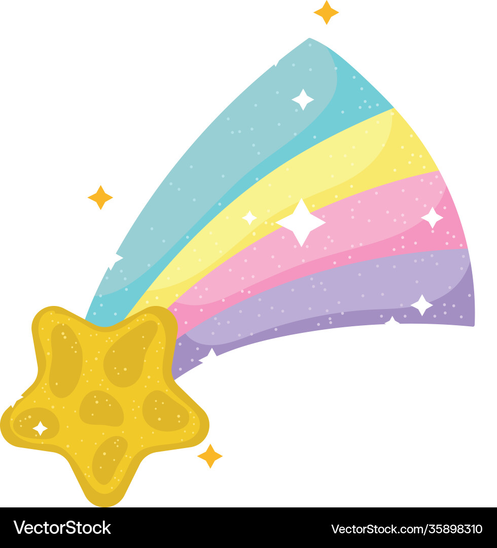 Princess tale shooting star rainbow magic cartoon Vector Image