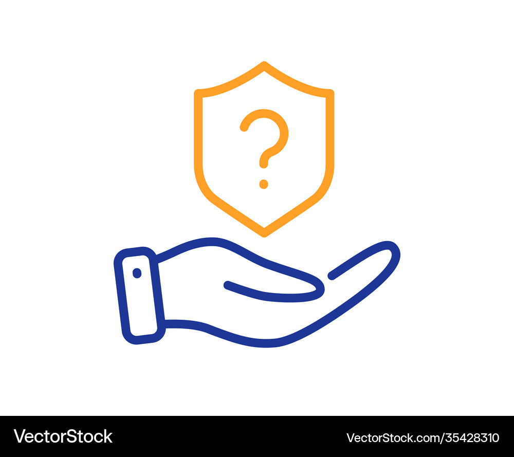 Protection shield line icon helping hand sign Vector Image