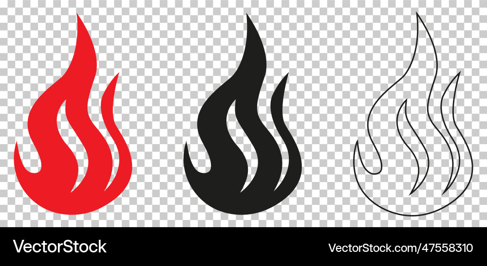 Set of fire flame icon isolated Royalty Free Vector Image