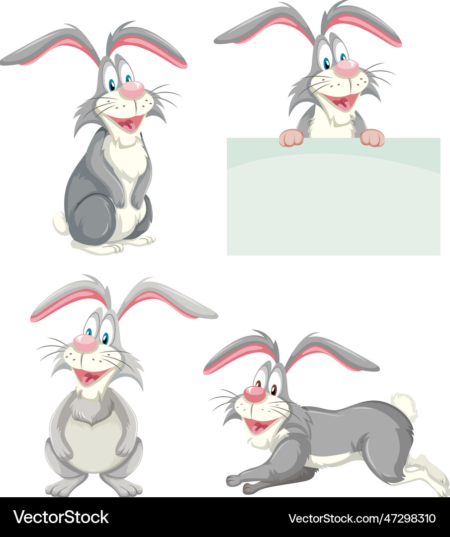 Set of rabbit cartoon in different pose Royalty Free Vector
