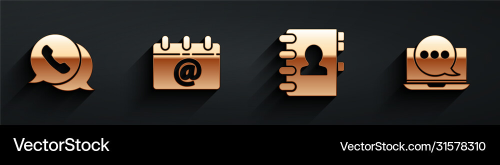 Set telephone with speech bubble chat calendar Vector Image