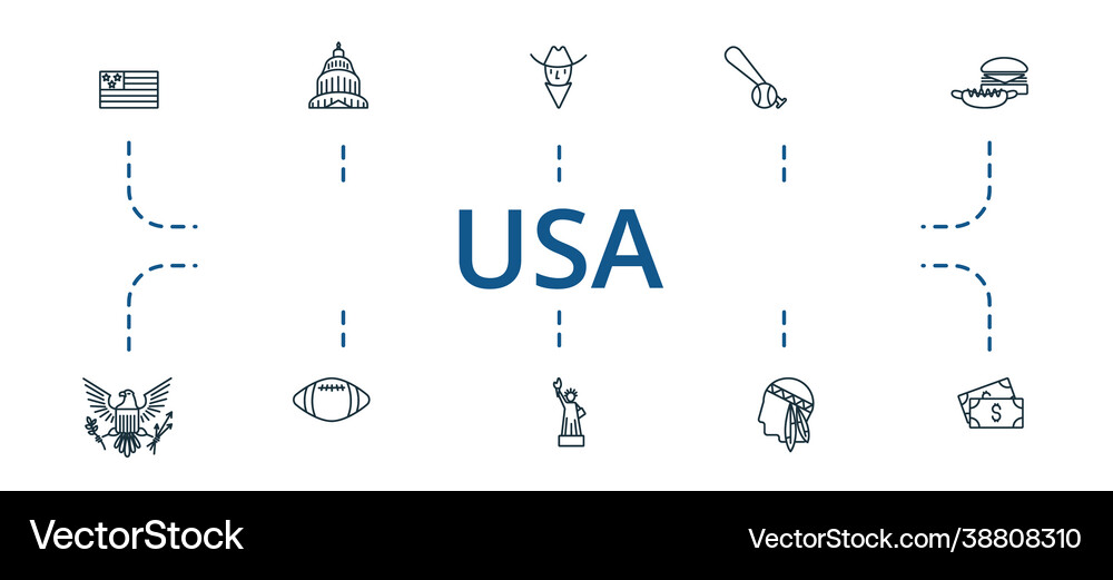 Usa icon set contains editable icons theme Vector Image