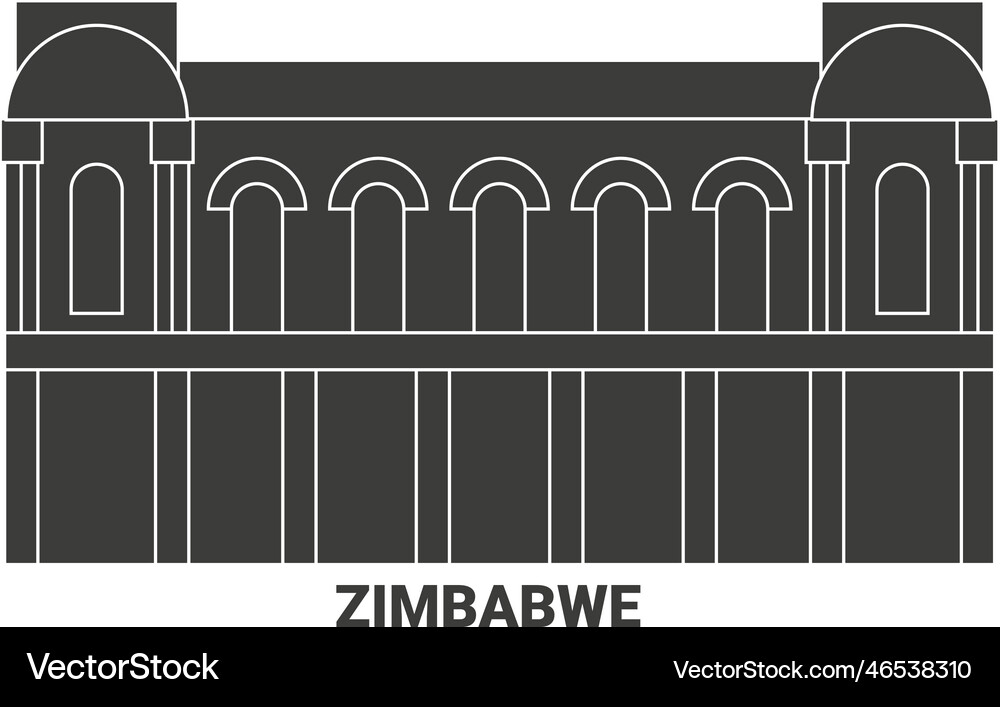 Zimbabwe travel landmark Royalty Free Vector Image