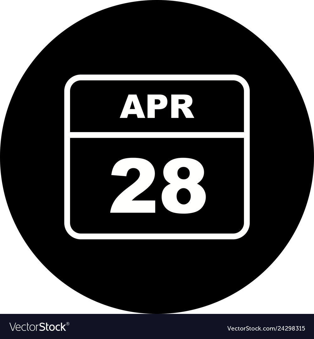 April 28th date on a single day calendar Vector Image