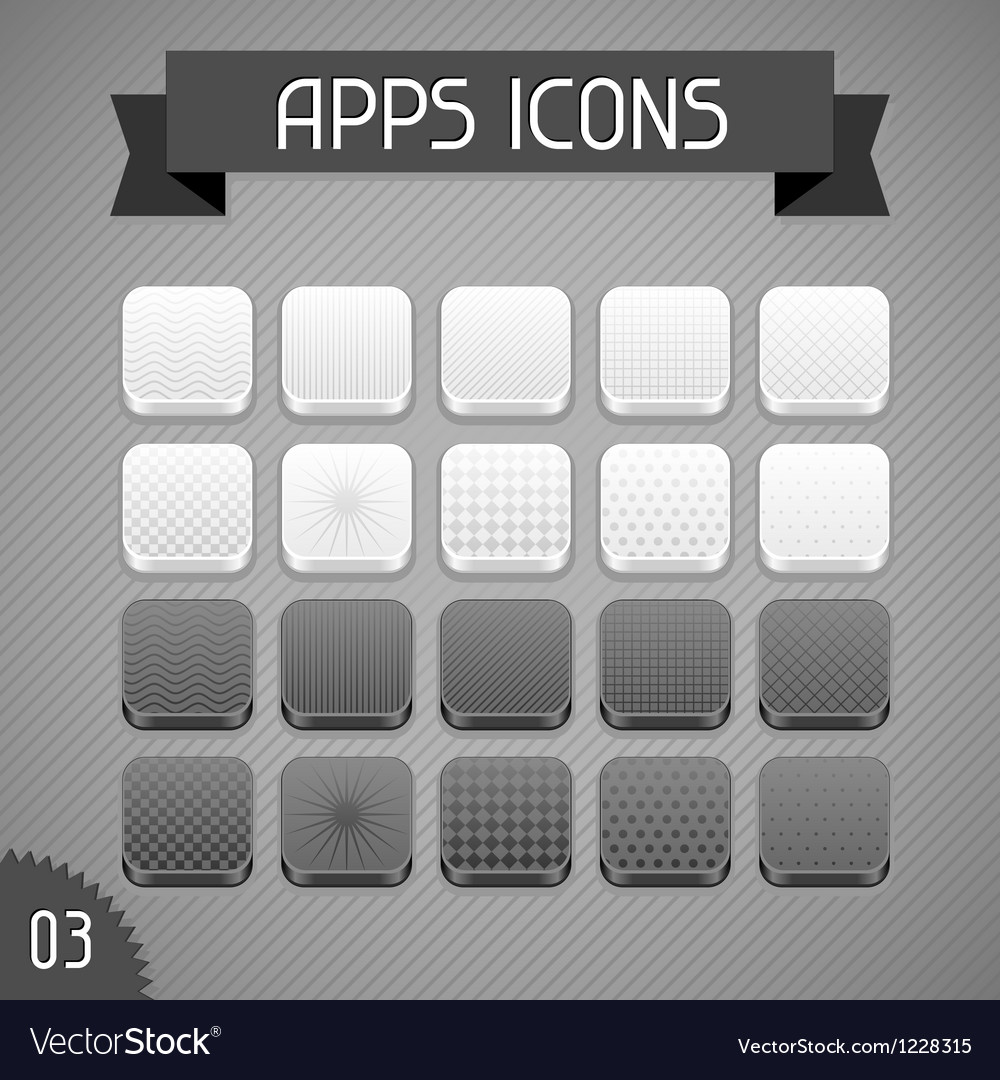 Collection of monochrome apps icons set 3 Vector Image