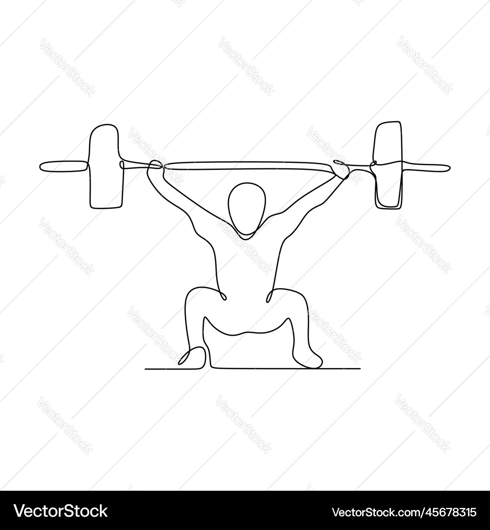 Drawing of a continuous line weightlifting Vector Image