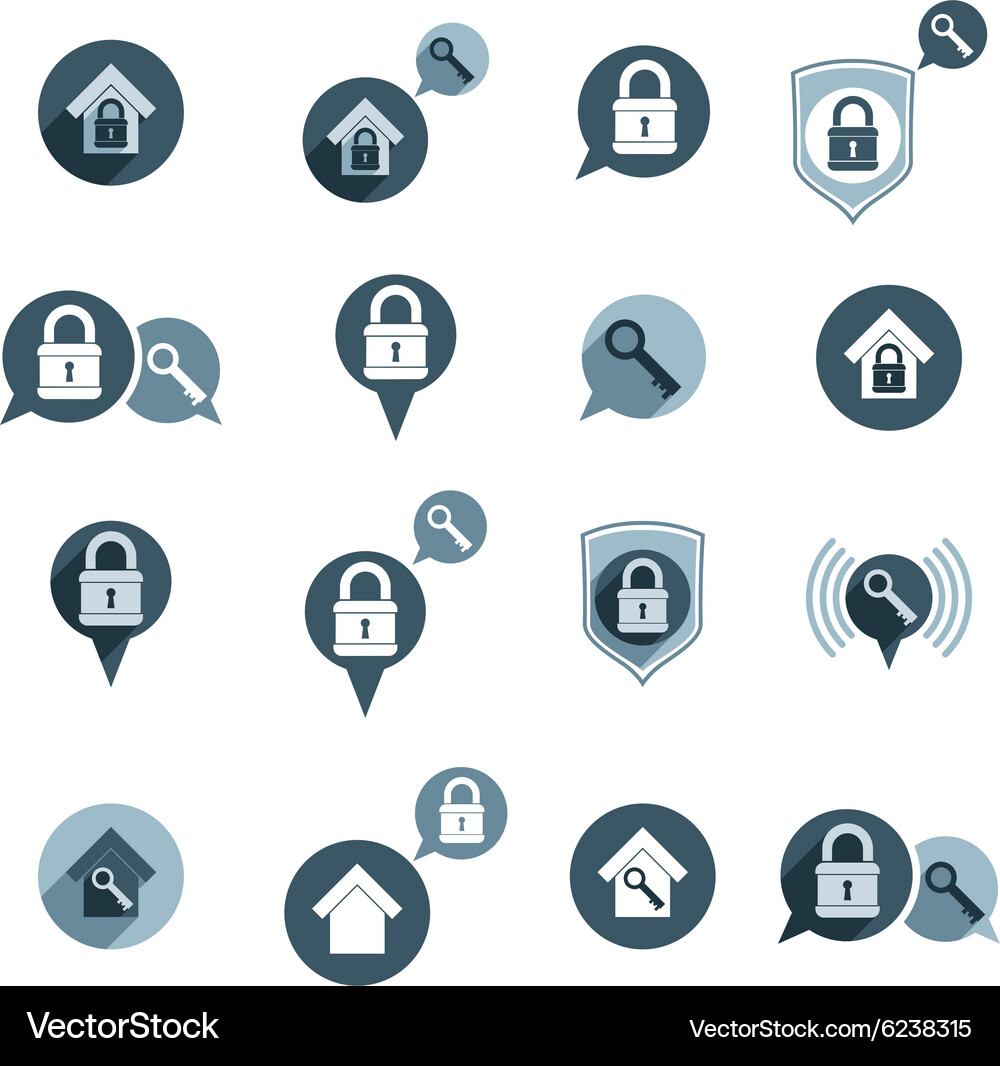 House security protection icons set home Vector Image
