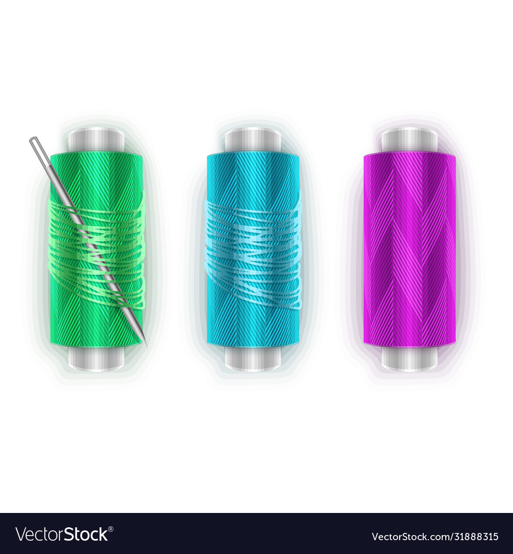 Needle and threads silver stack 3 Royalty Free Vector Image