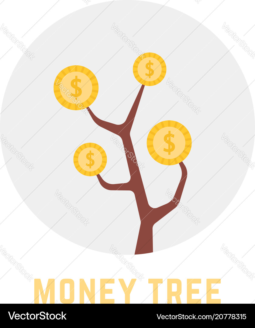 Round money tree logo isolated on white Royalty Free Vector