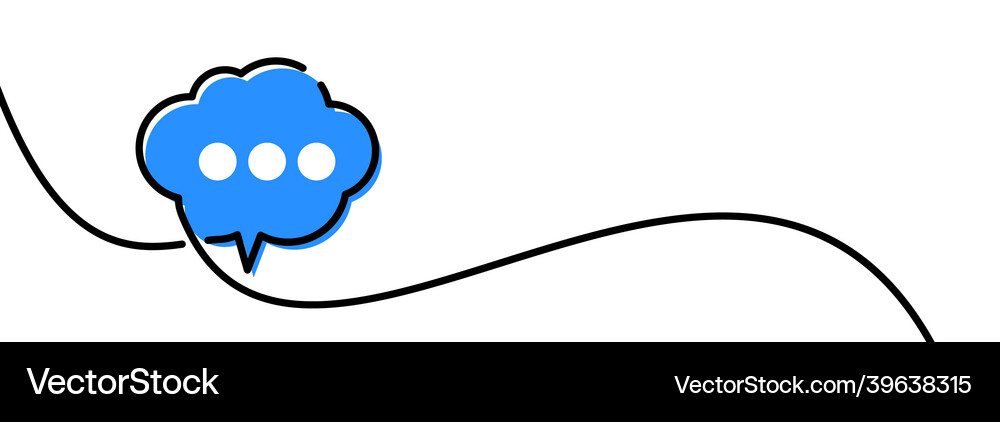 Single line drawn speech bubble cloud Royalty Free Vector
