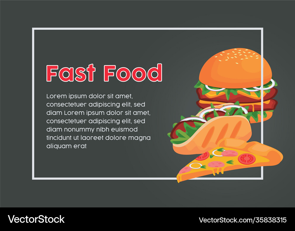Square frame with delicious fast food Royalty Free Vector
