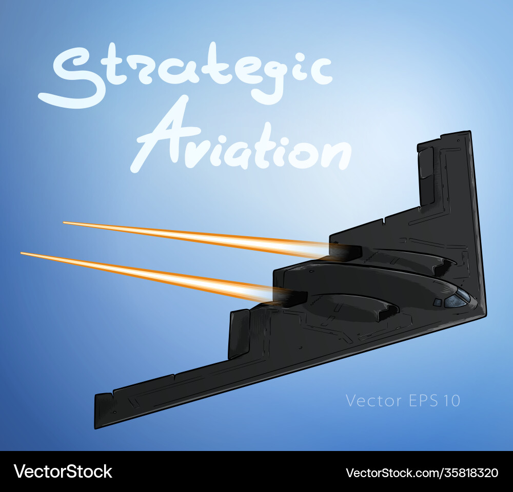 A stealth bomber aircraft in flight sketch Vector Image
