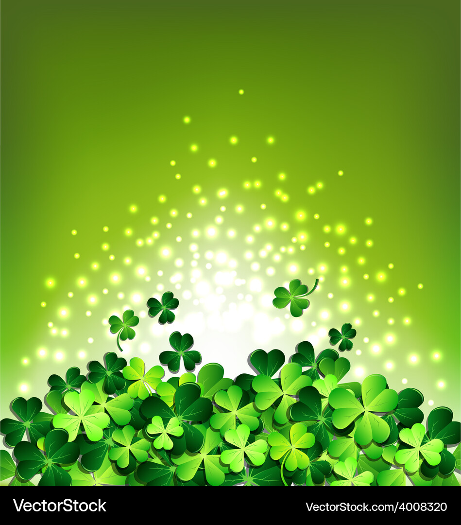 Abstract light on shamrock for patricks day card Vector Image