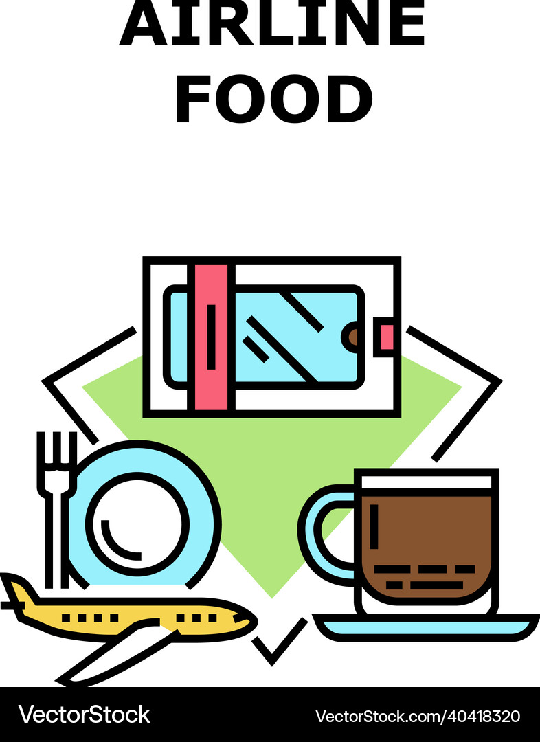 Airline food concept color Royalty Free Vector Image
