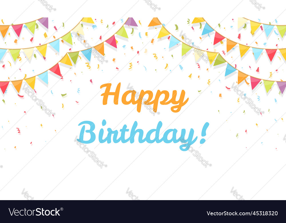 Background with bunting and confetti Royalty Free Vector