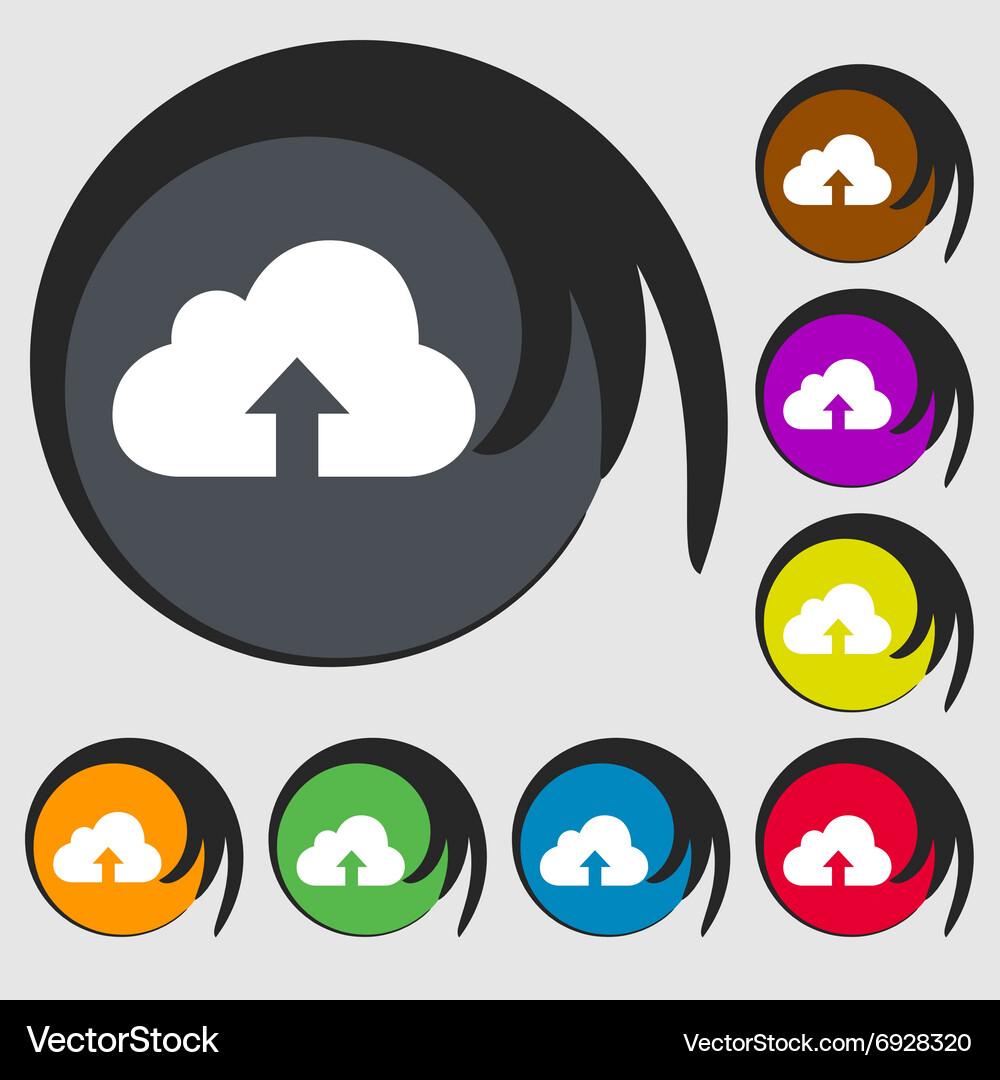 Backup icon symbols on eight colored buttons Vector Image