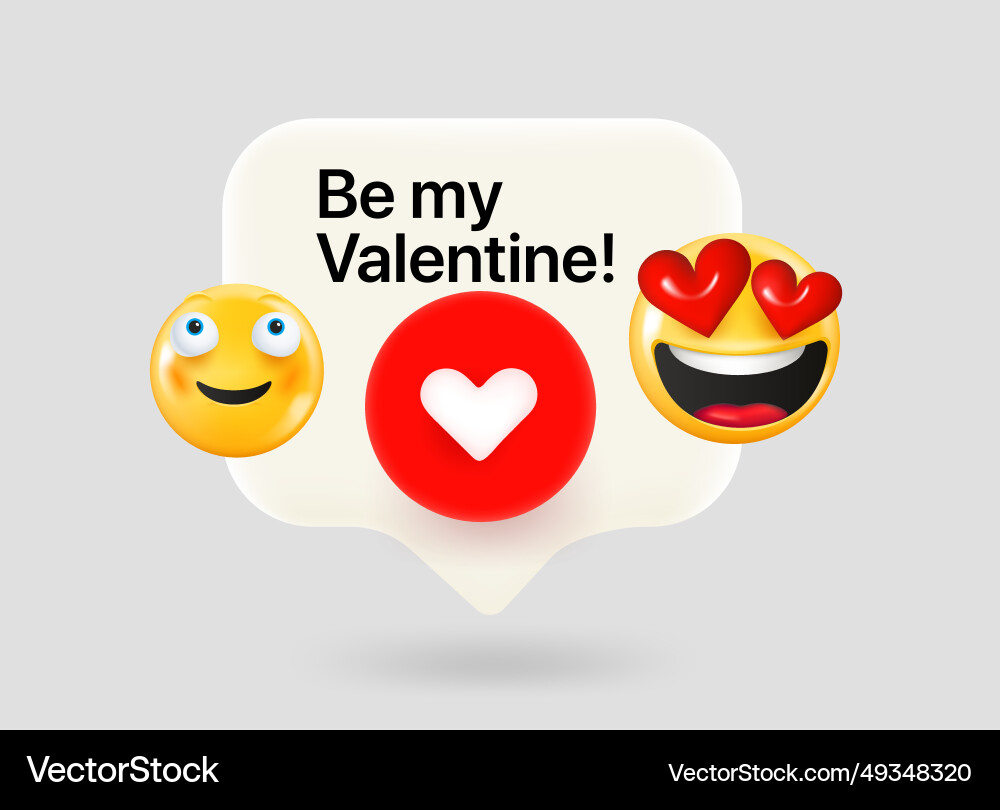 Be my valentine concept chat bubble with cute Vector Image