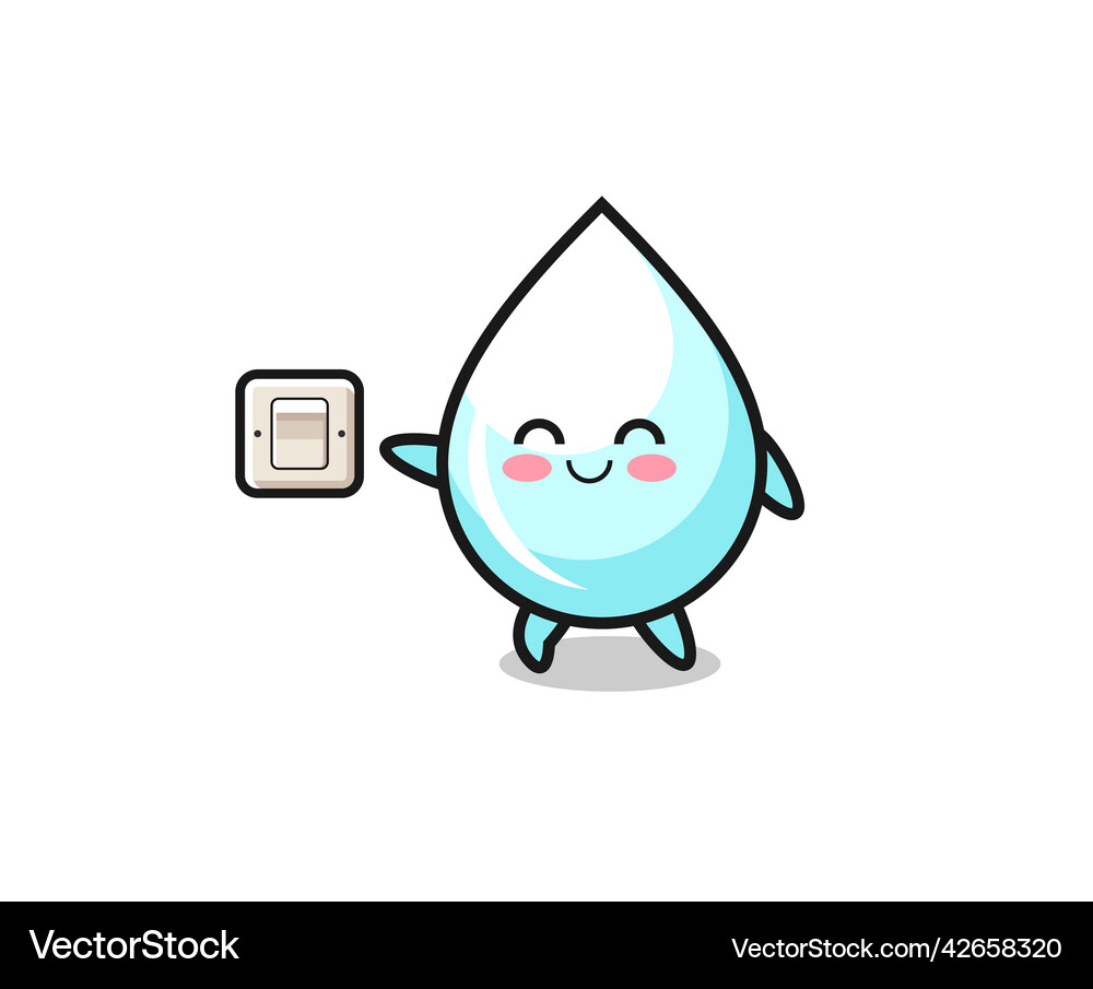 Cartoon milk drop is turning off light Royalty Free Vector