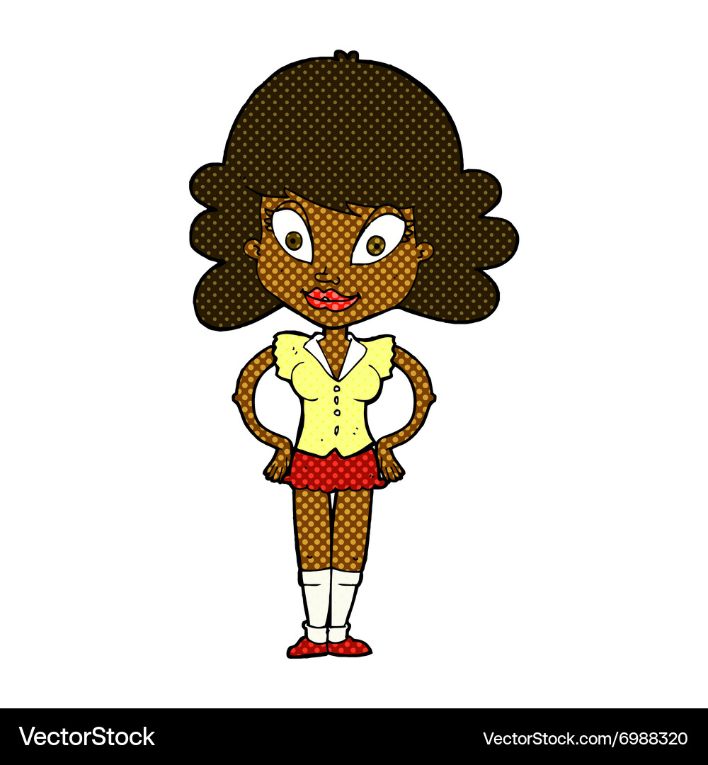 Comic cartoon pretty woman Royalty Free Vector Image