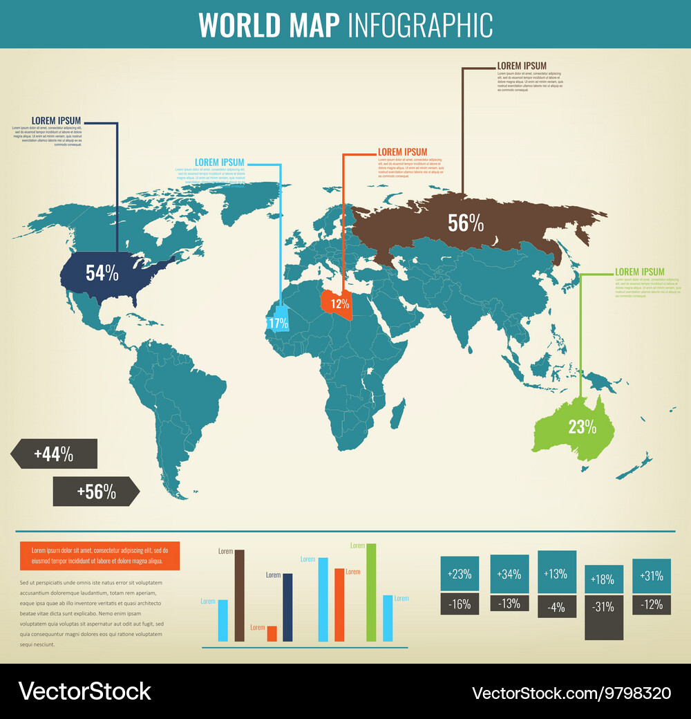Detail infographic world map and information Vector Image