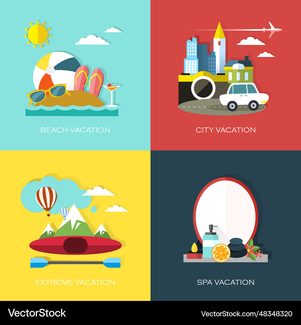 Flat design for different kinds of vacation Vector Image