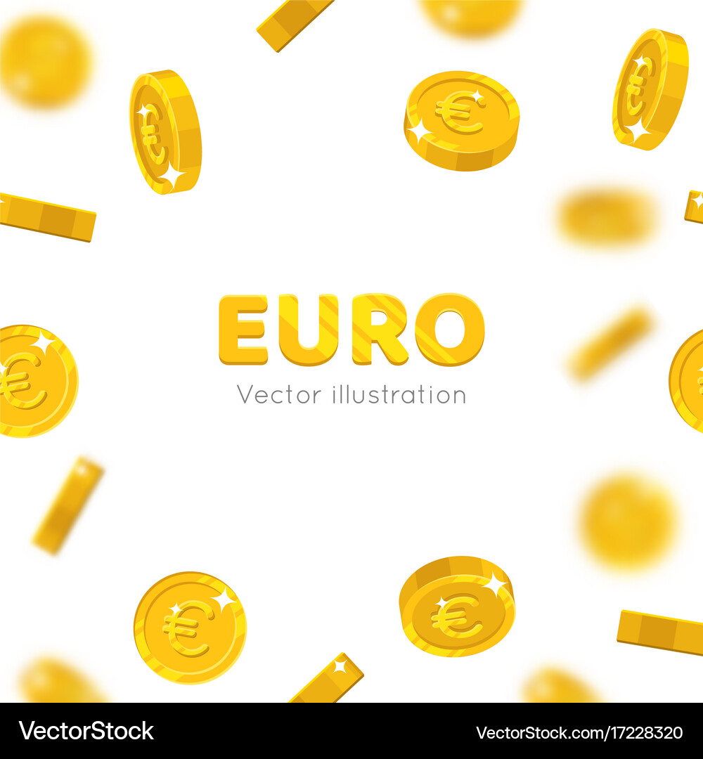 Flying gold euro cartoon frame Royalty Free Vector Image