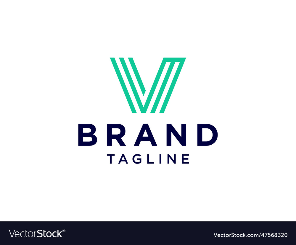 Green initial letter v logo ribbon paper flat Vector Image