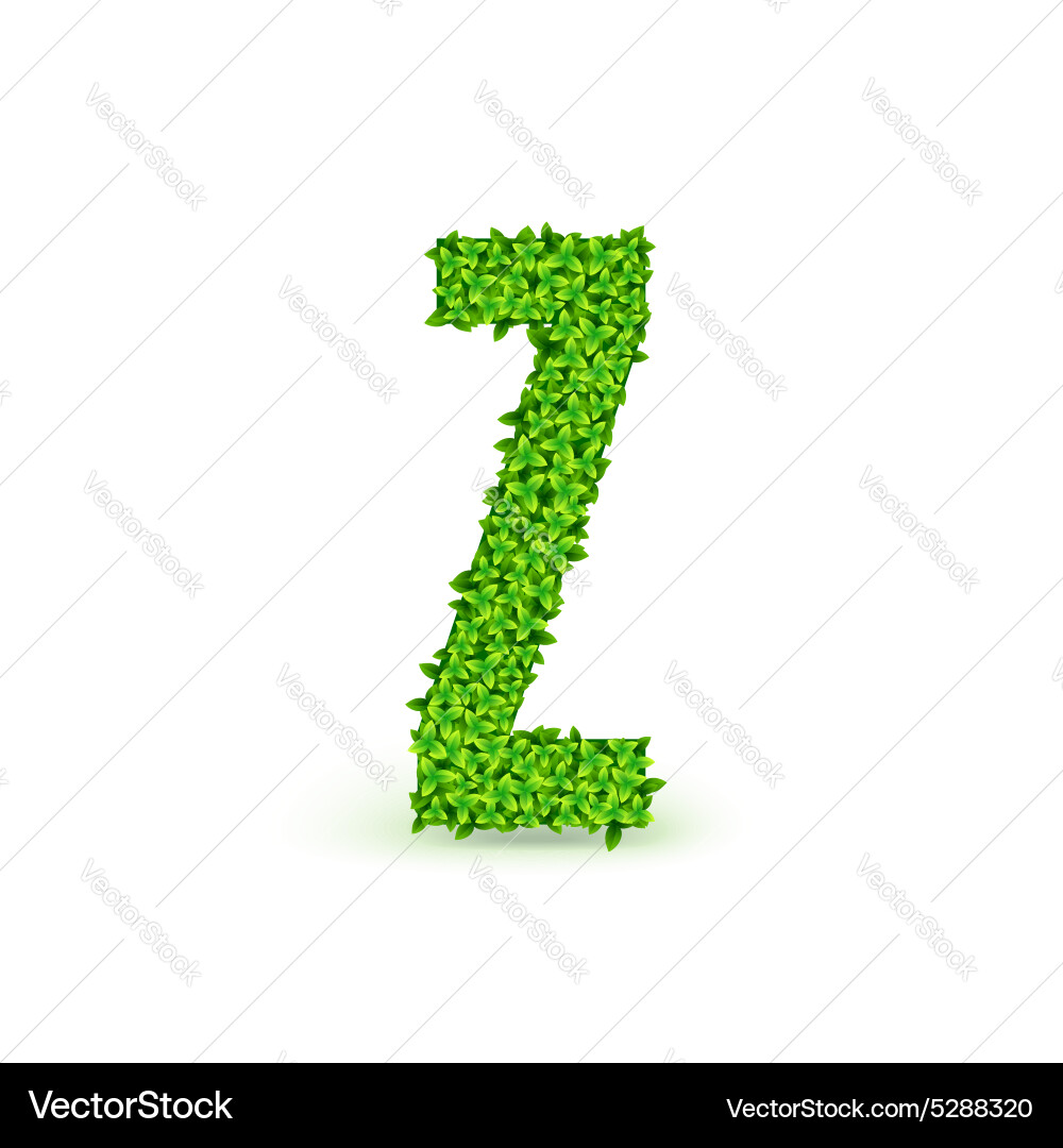 Green leaves font z Royalty Free Vector Image - VectorStock