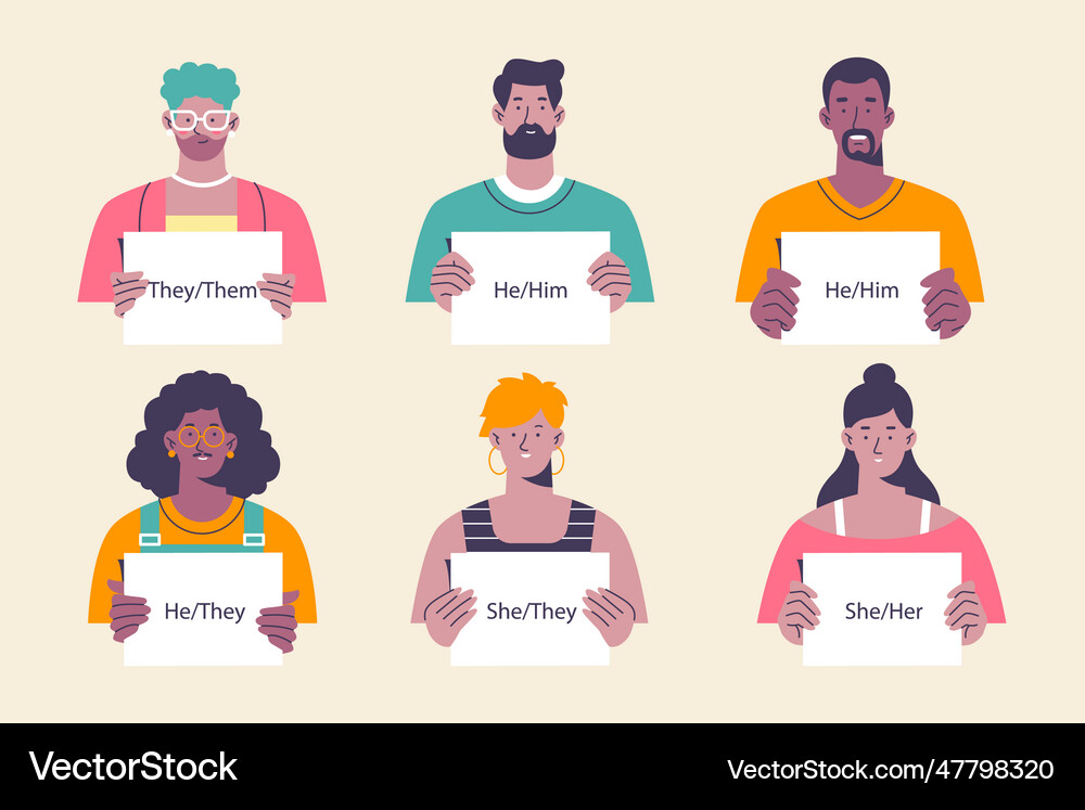 Hand drawn gender pronouns Royalty Free Vector Image
