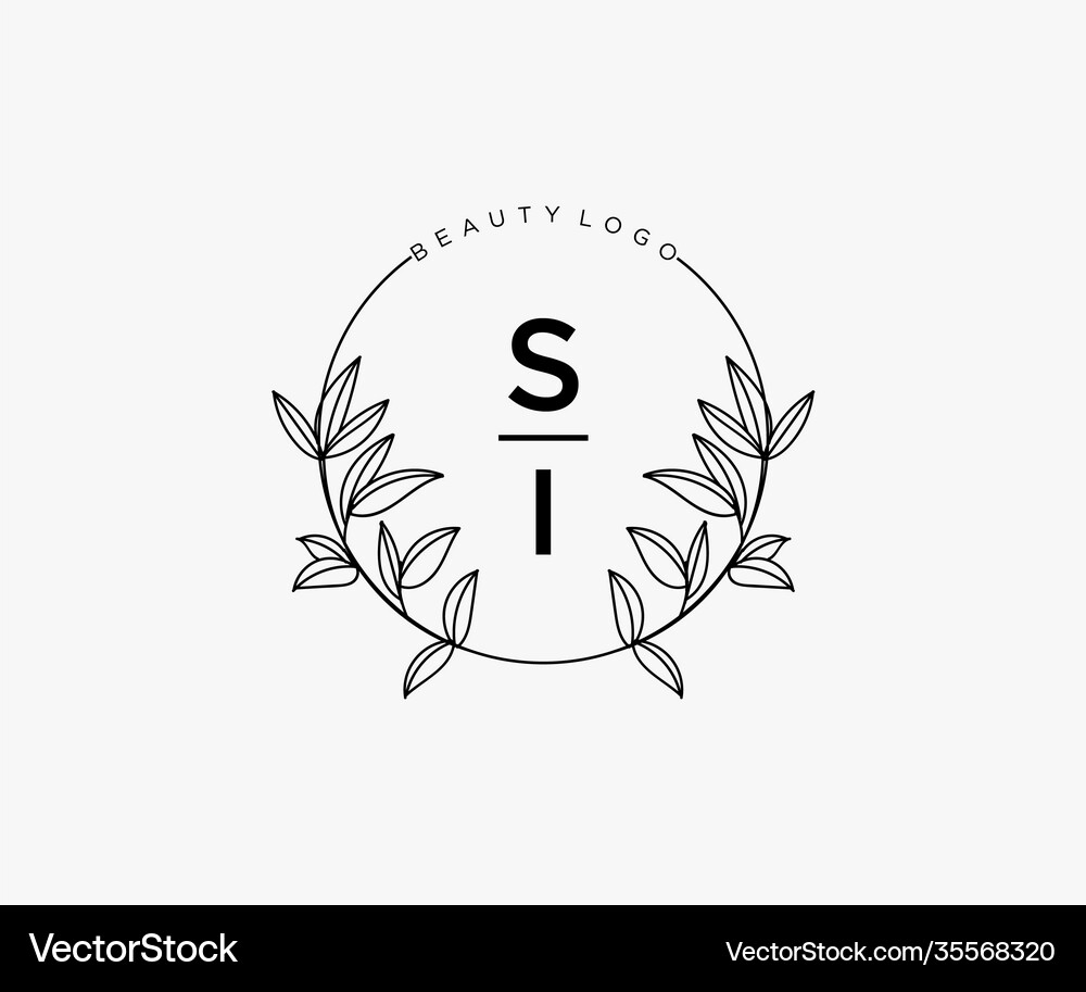 Initial si letters beautiful floral feminine Vector Image