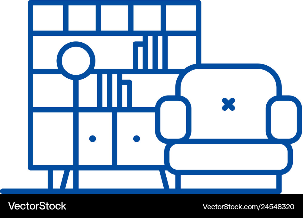 Living room line icon concept flat Royalty Free Vector Image