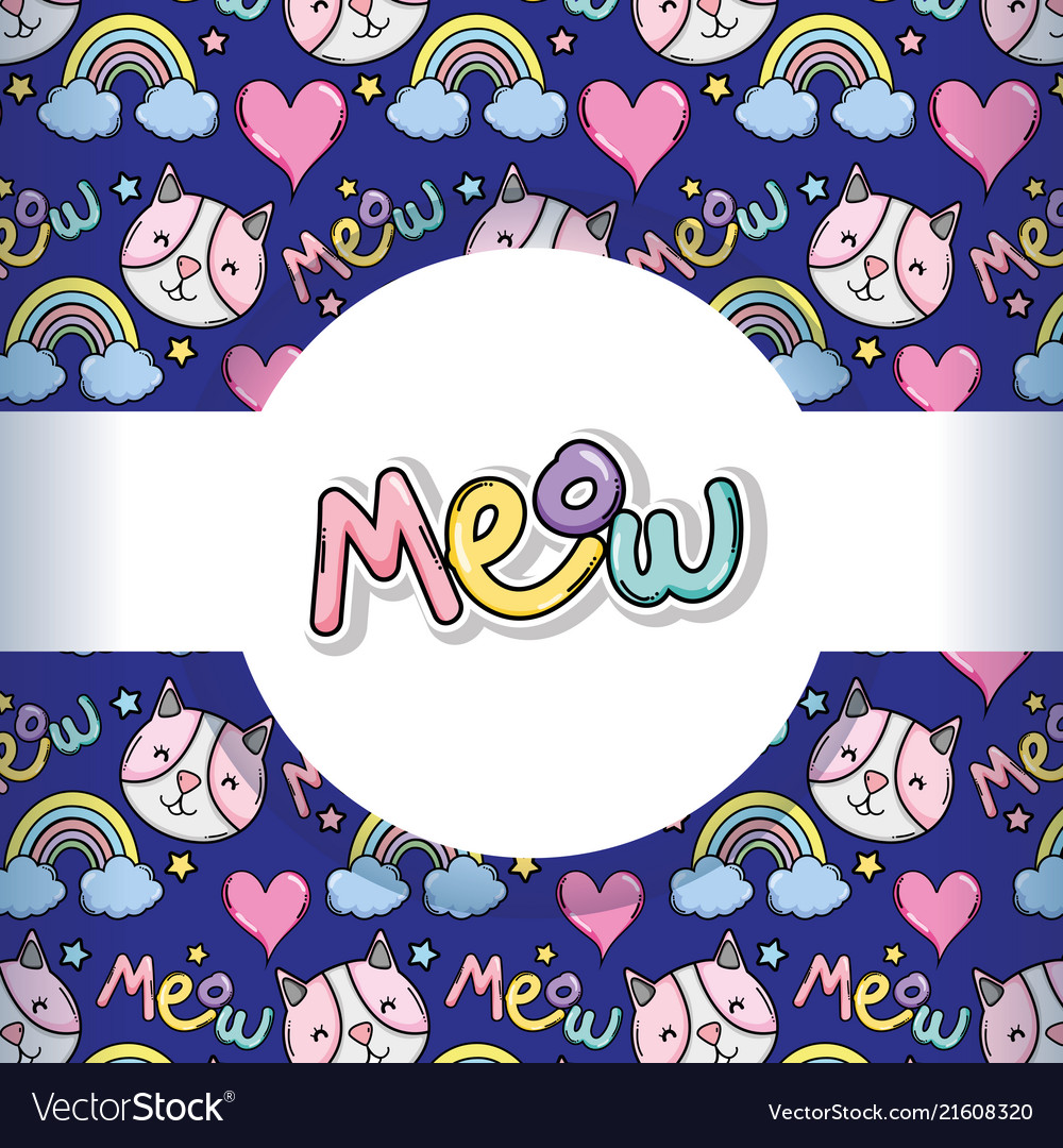 Meow pattern background Royalty Free Vector Image