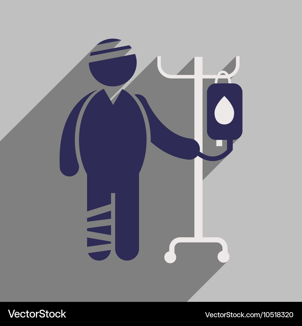 Modern flat icon with long shadow injured patient Vector Image