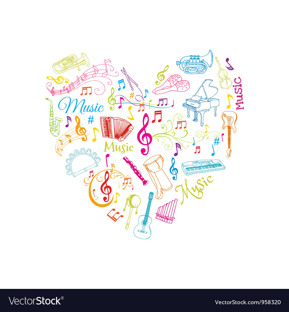 Musical notes and instruments Royalty Free Vector Image
