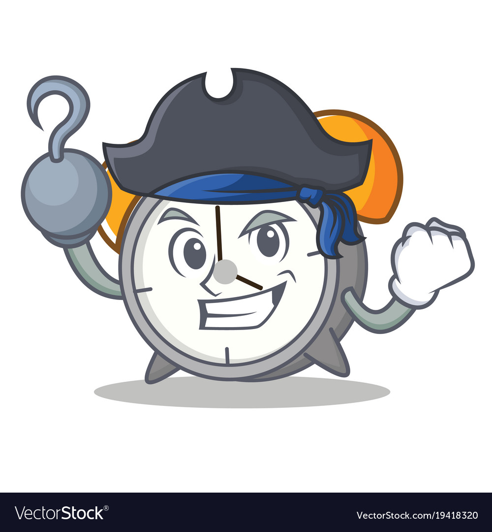 Pirate alarm clock character cartoon Royalty Free Vector