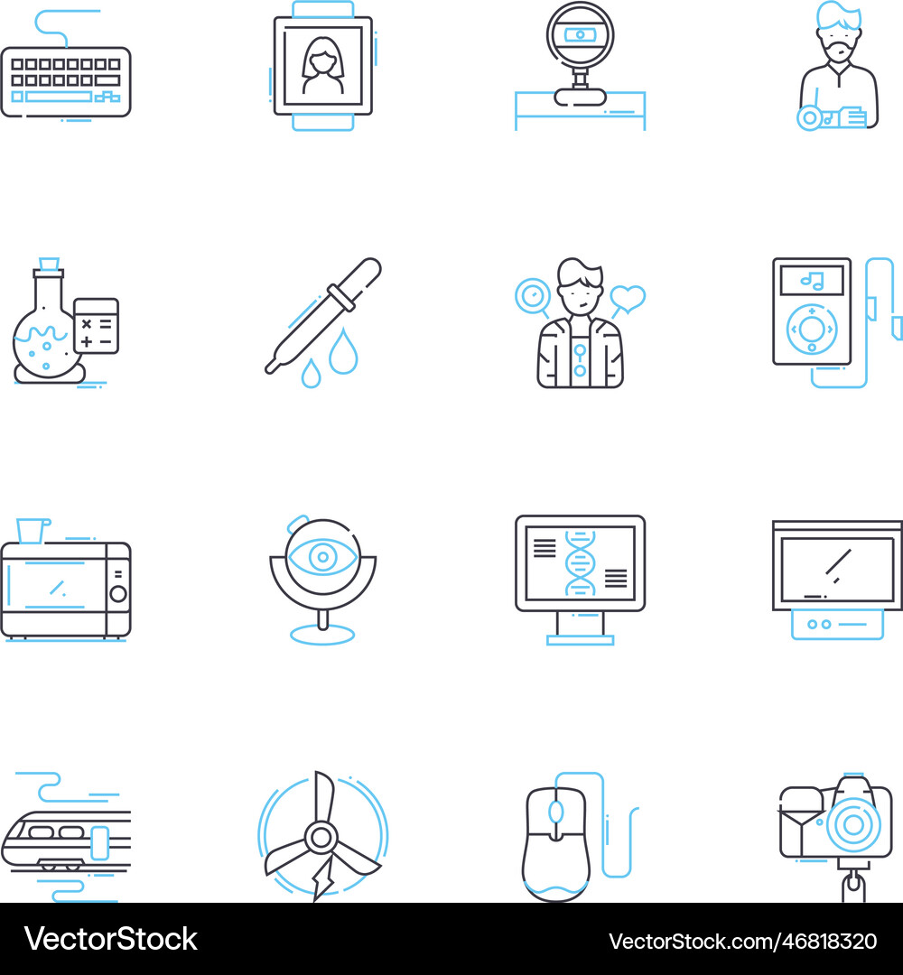 Synthetic biology linear icons set bioengineering Vector Image