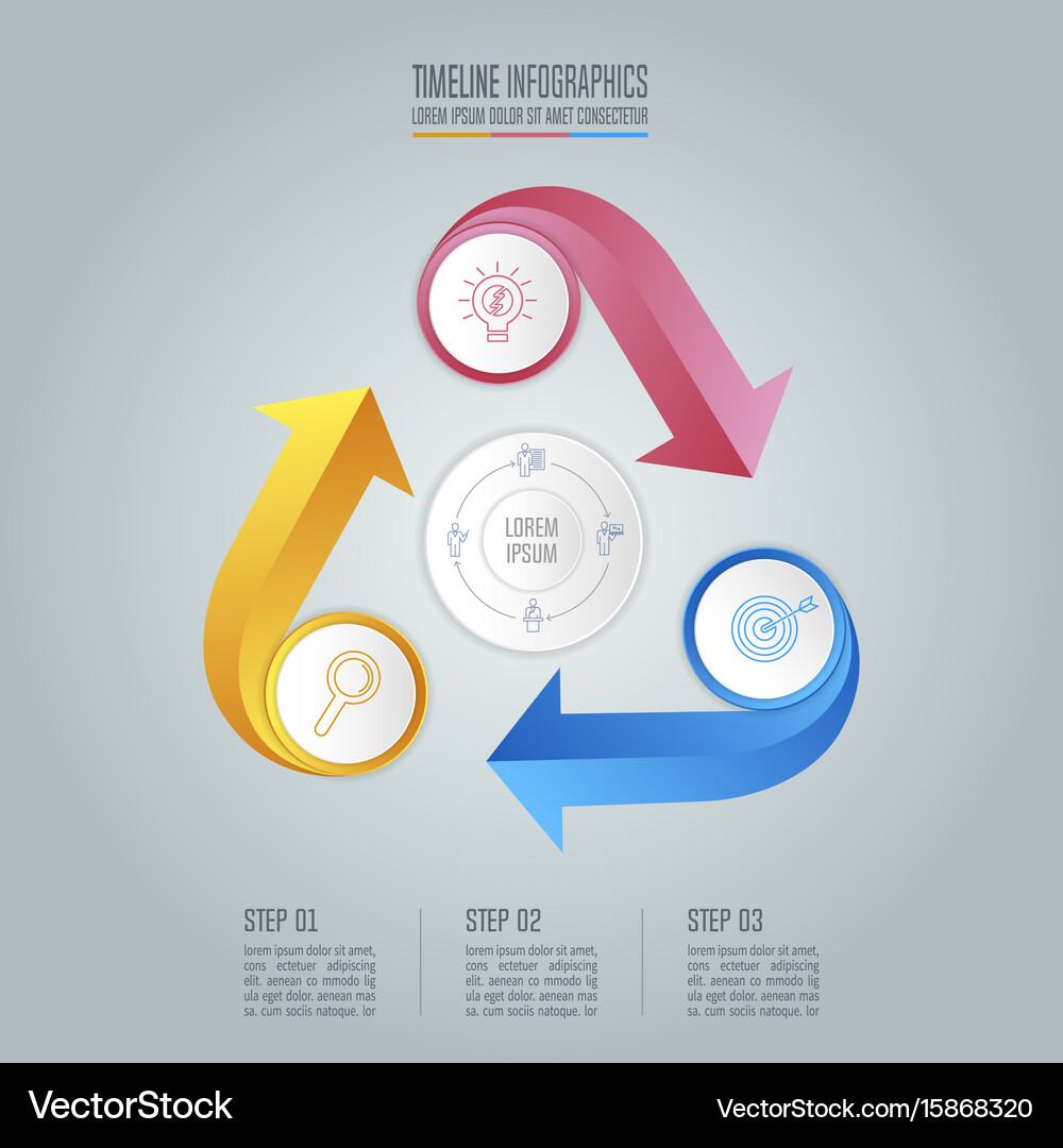 Timeline Business Concepts - 3 Stages Royalty Free Vector
