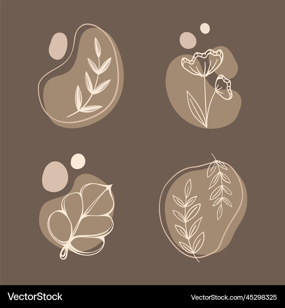 Abstract boho floral simple minimalist hand drawn Vector Image