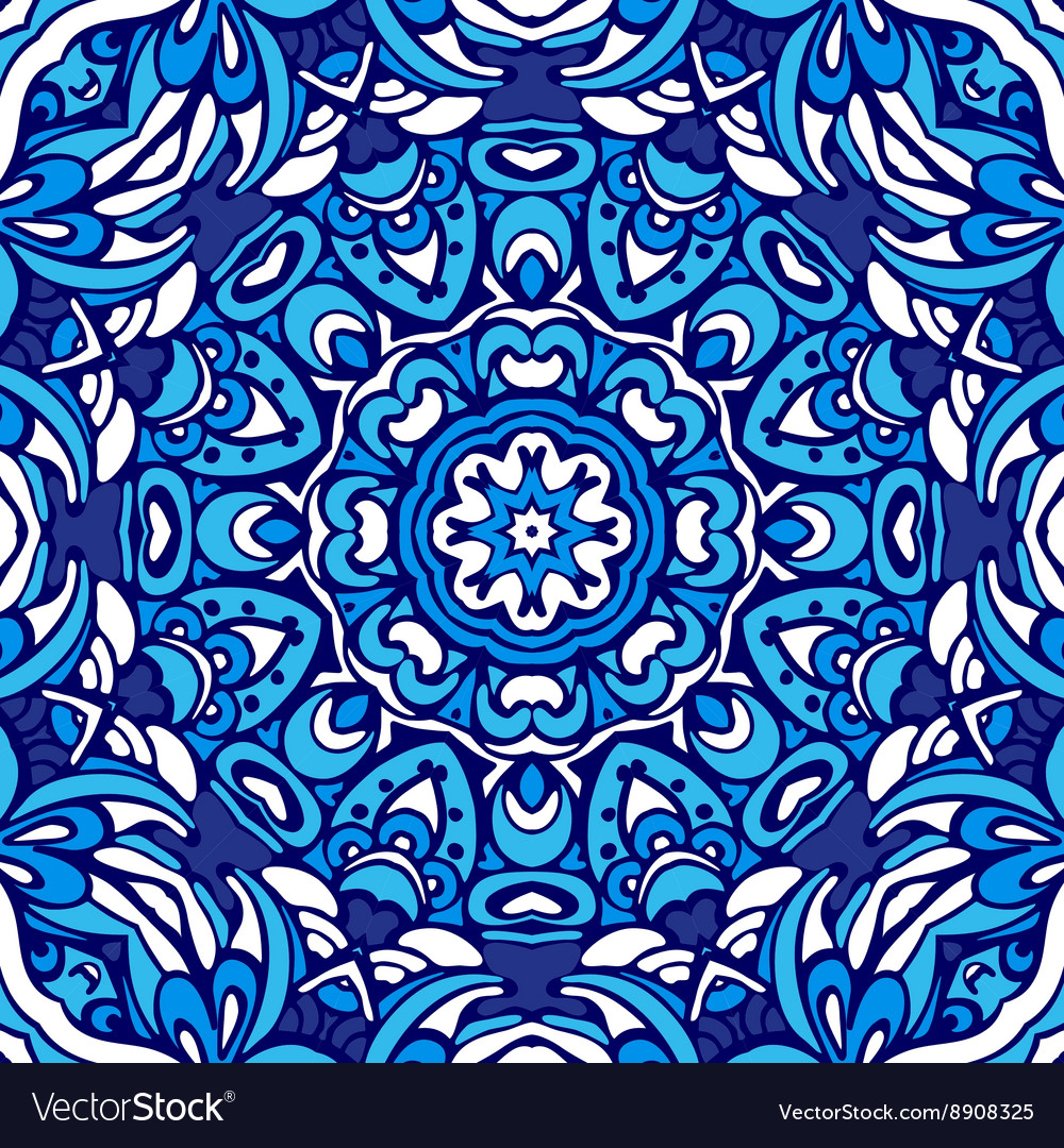 Blue seamless ornamental pattern Royalty Free Vector Image