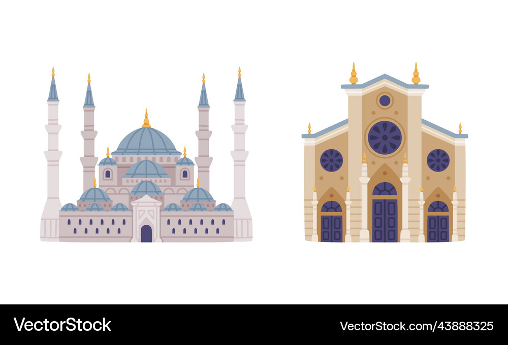 Blue sultan mosque and palace as turkey Royalty Free Vector